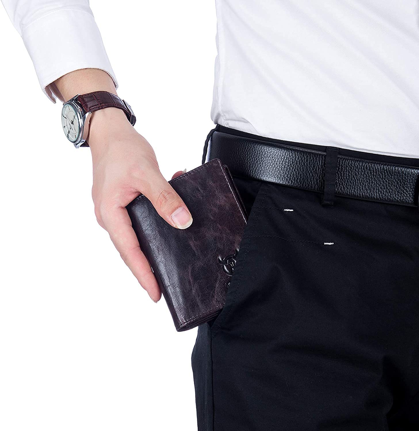 BULLCAPTAIN Large Capacity Genuine Leather Bifold Wallet/Credit Card Holder for Men with 15 Card Slots QB-027 (Purple)