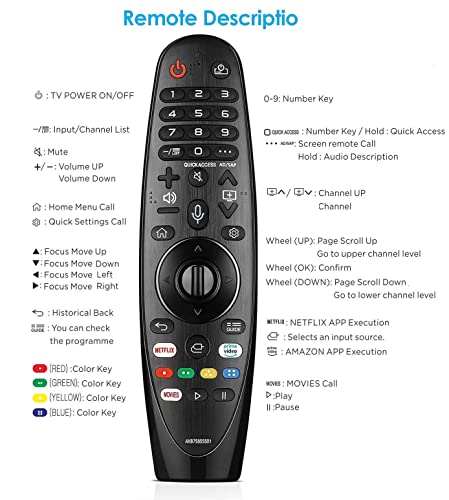 Universal Remote Control for LG Smart TV Magic, AKB75855501 Remote Replacement AN-MR20GA AN-MR600G AN-MR650G ANMR650A ANMR600 AN-MR650B AN-MR19BA AN-MR18BA etc.