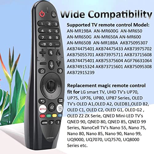Universal Remote Control for LG Smart TV Magic, AKB75855501 Remote Replacement AN-MR20GA AN-MR600G AN-MR650G ANMR650A ANMR600 AN-MR650B AN-MR19BA AN-MR18BA etc.