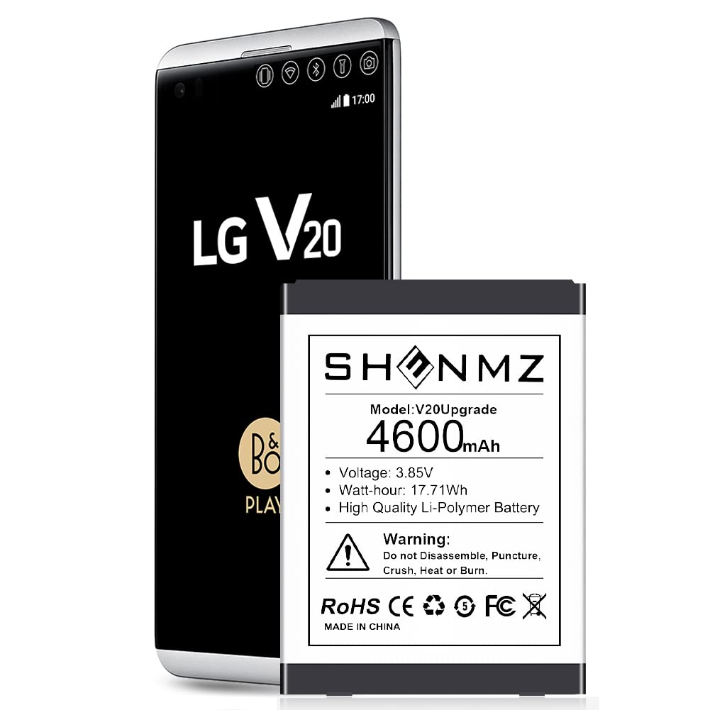 SHENMZ for LG V20 Battery, 4600mAh [2025 New Upgrade] High Capacity Replacement Battery for LG Stylo 3/ Stylo 3 Plus H918 H910 LS997 US996 VS995 V995 BL-44E1F Spare Battery