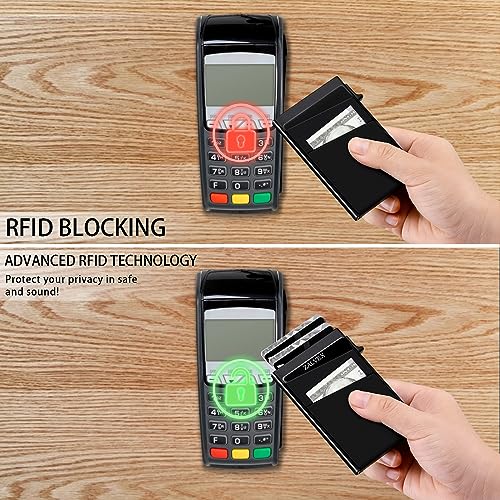 ZALVEX Pop Up Wallet, Slim Card Holder Wallet for Men, Minimalist RFID Blocking Mondern Credit Card Wallet with Money Pocket Mini Metal Case (Classic Black)