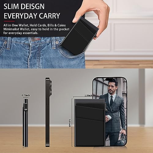 ZALVEX Pop Up Wallet, Slim Card Holder Wallet for Men, Minimalist RFID Blocking Mondern Credit Card Wallet with Money Pocket Mini Metal Case (Classic Black)