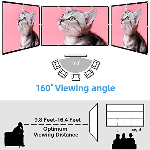 Projector Screen, 120 inch Portable Foldable Projection Screen 16:9 HD 4K Indoor Outdoor Projector Movies Screen with Carrying Bag for Home Theater Camping and Recreational Events