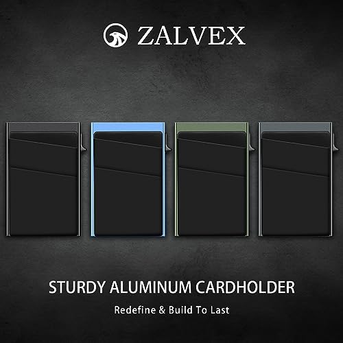 ZALVEX Pop Up Wallet, Slim Card Holder Wallet for Men, Minimalist RFID Blocking Mondern Credit Card Wallet with Money Pocket Mini Metal Case (Classic Black)