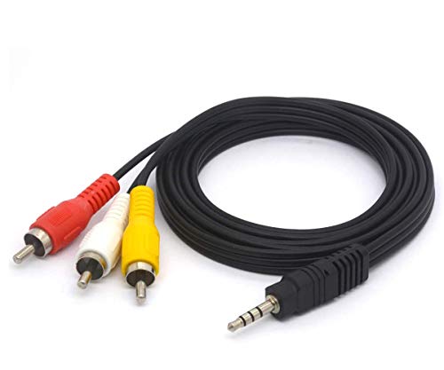 AILTECK 3.5mm to RCA Camcorder AV Audio Video Output Cable, 3 RCA to 3.5mm 1/8" AV Input Adapter Cord Compatible with Sony TV, TCL TV (5FT)