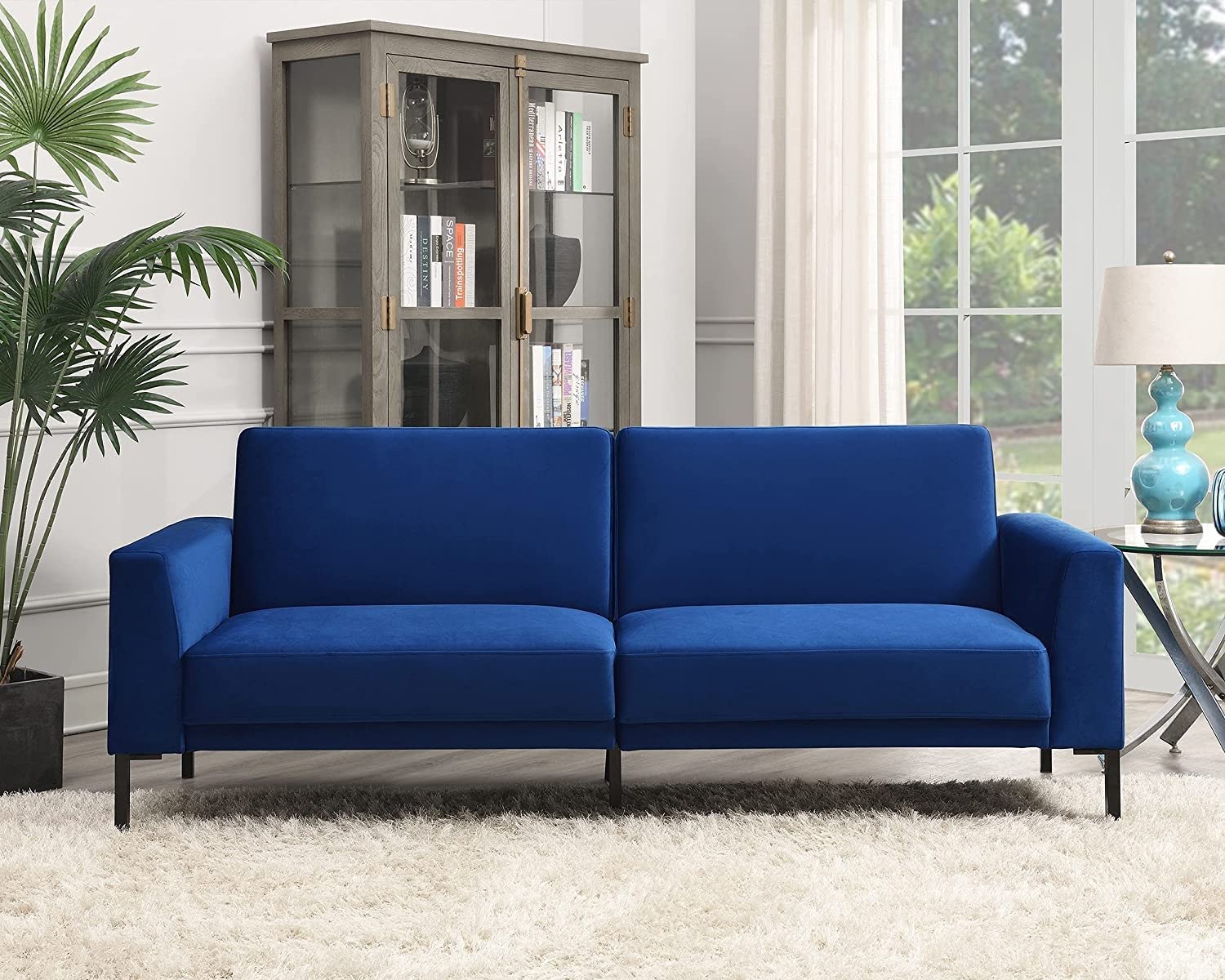 STP-Y Velvet Convertible Upholstered Convertible Folding Futon Couch Sofa Bed, Foldable Loveseat, Loveseats Furniture for Compact Small Space, Dorm, Living Room Apartment, Office