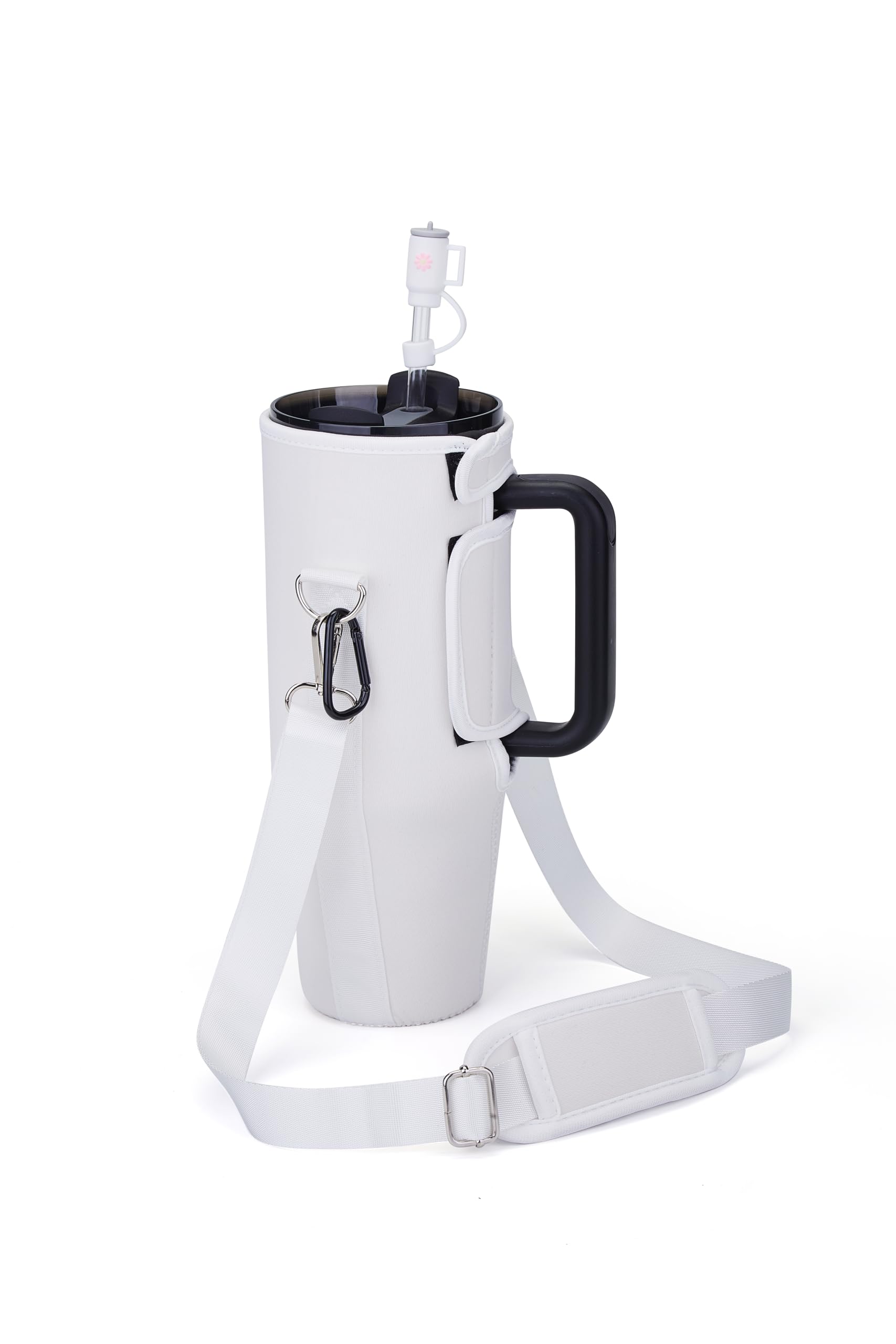 ZOYEPIN Water Bottle Carrier Bag with Strap, Durable Stanley Carrier for Stanley 40 oz Tumbler with Handle, Includes Extra One Blind Box Straw Cover, Stanley Cup Accessories for Hiking, Travelling