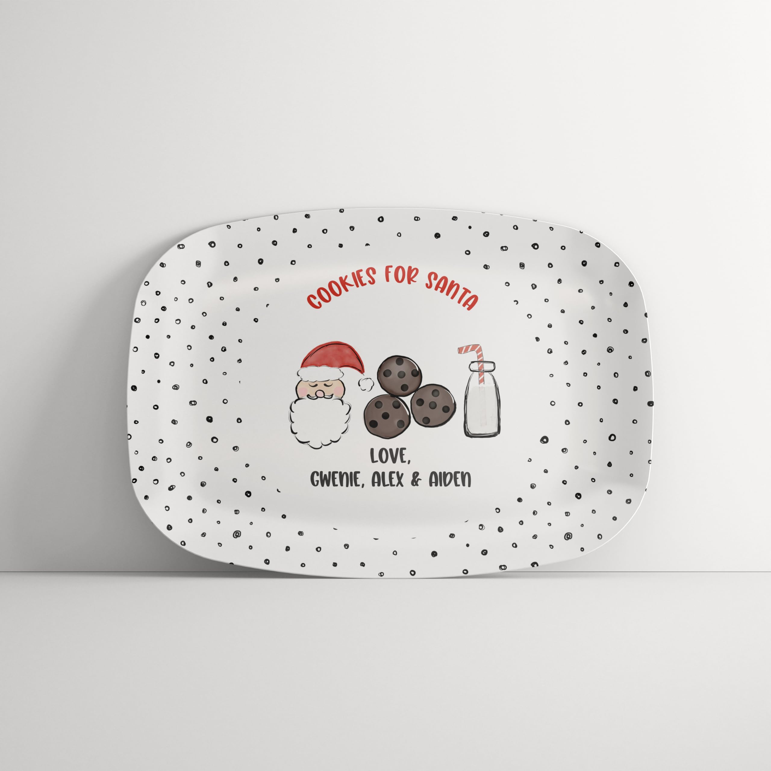 Christmas Personalized Cookies for Santa Plate and Milk Mug Set- Custom Festive Holiday Keepsake - Milk and Cookies
