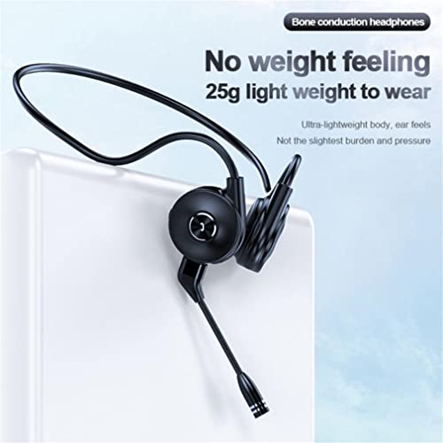 YODZ Bone Conduction Sports Gaming Headset Bluetooth 5.0 Wireless Stereo Open-Ear Headphones with Noise-Canceling Boom Microphone, for Running Hiking Home Office Conference Calls,Black