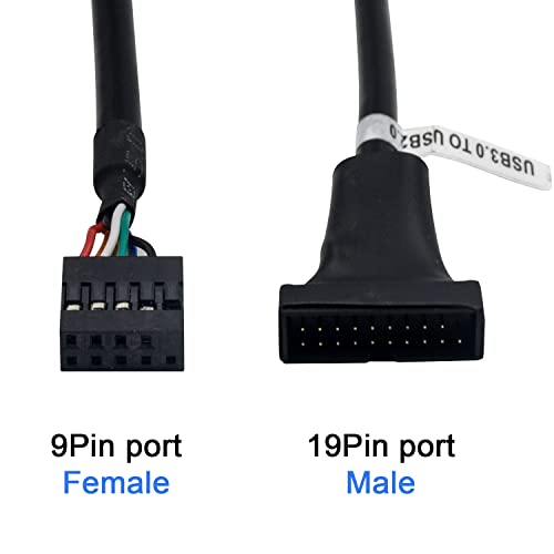 Duttek USB 3.0 Header to USB 2.0,USB 3.0 to USB 2.0 Motherboard Adapter Cable,19 Pin USB3.0 Male to 9 Pin USB2.0 Female Motherboard Cable Adapter Converter 6 inch/15cm (2-Pack)