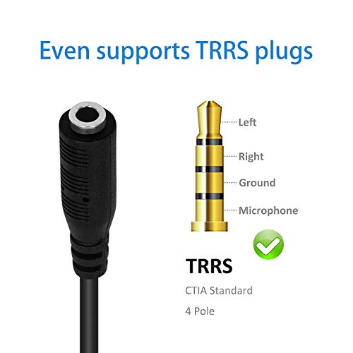 Duttek Micro USB to 3.5mm Jack Audio Adapter Cable, Audio to Micro USB, Right Angled Micro USB Male to 4 Pole 3.5mm Female Cable Cord for Active Clip Mic Microphone Convert Adapter. 6Inch/15cm