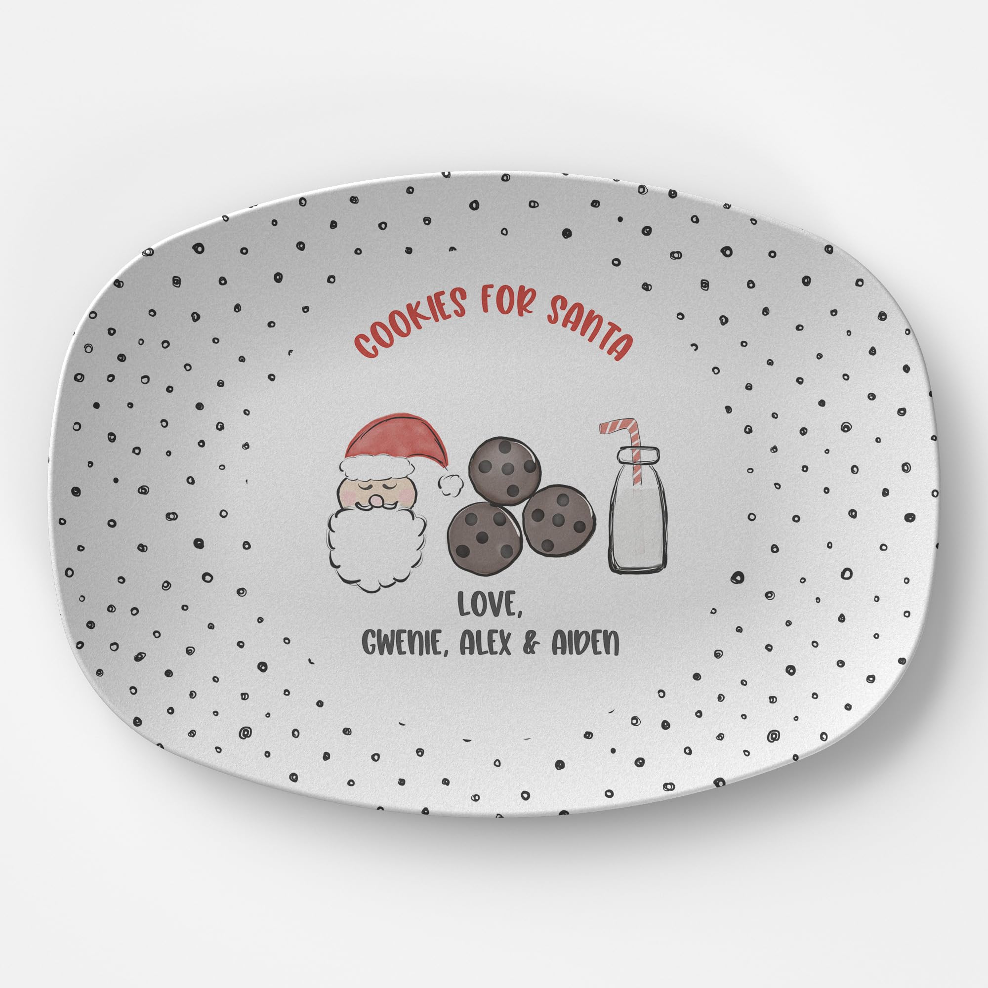Christmas Personalized Cookies for Santa Plate and Milk Mug Set- Custom Festive Holiday Keepsake - Milk and Cookies