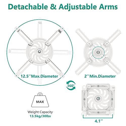 WALI Projector Ceiling Mount, Universal Low Profile Projector Mount with Retractable Arms and Multiple Adjustment Function (PM-002-W), White