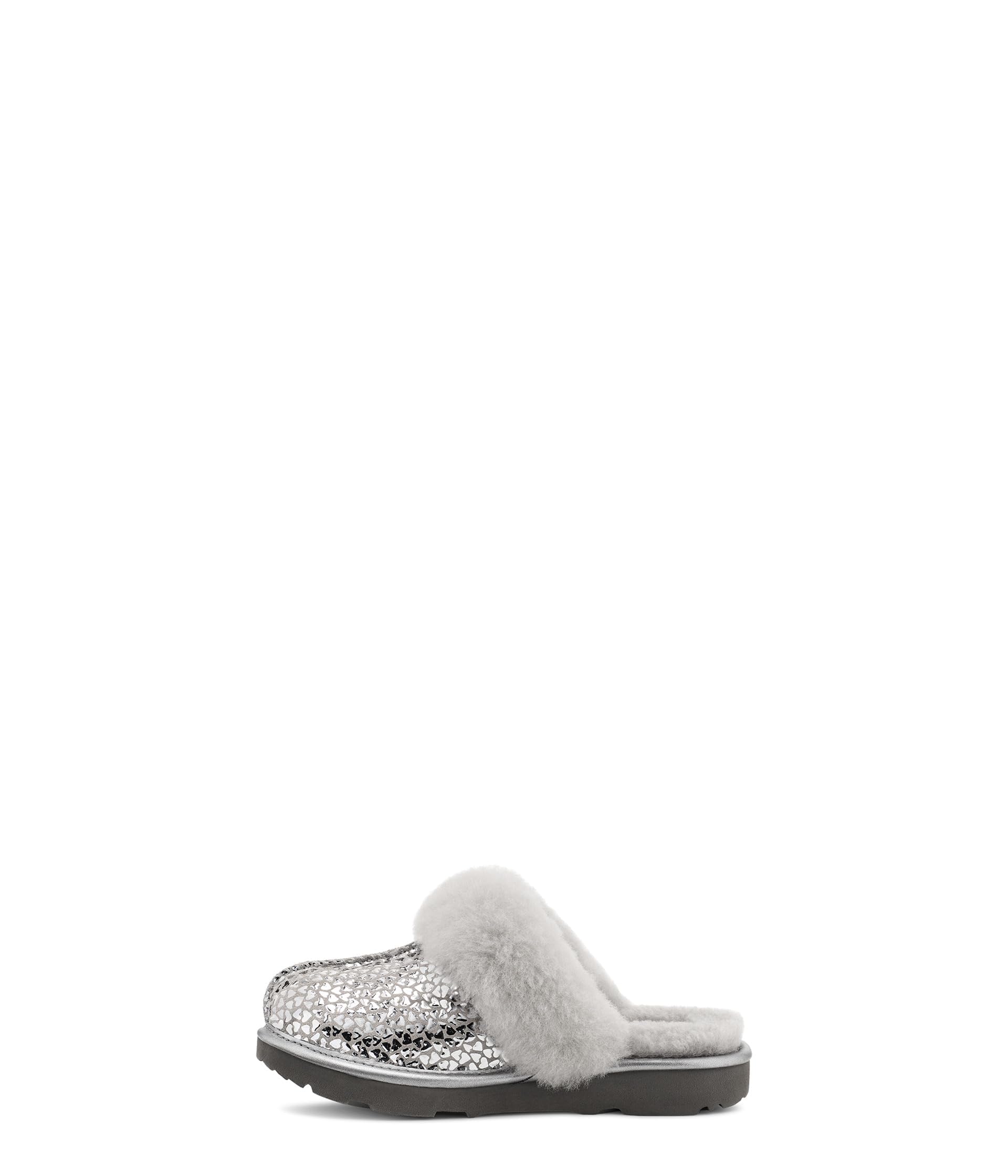 UGG Unisex-Child Cozy Ii Gel Hearts Slipper, Silver, 2 Little Kid