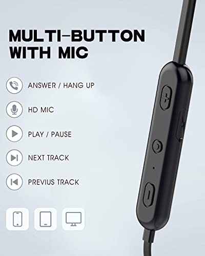 MUBIAO Bluetooth Headphones Neckband 20Hrs Playtime V5.0 Wireless Headset Sport Noise Cancelling Earbuds w/Mic for Gym Running Compatible with iPhone Samsung Android