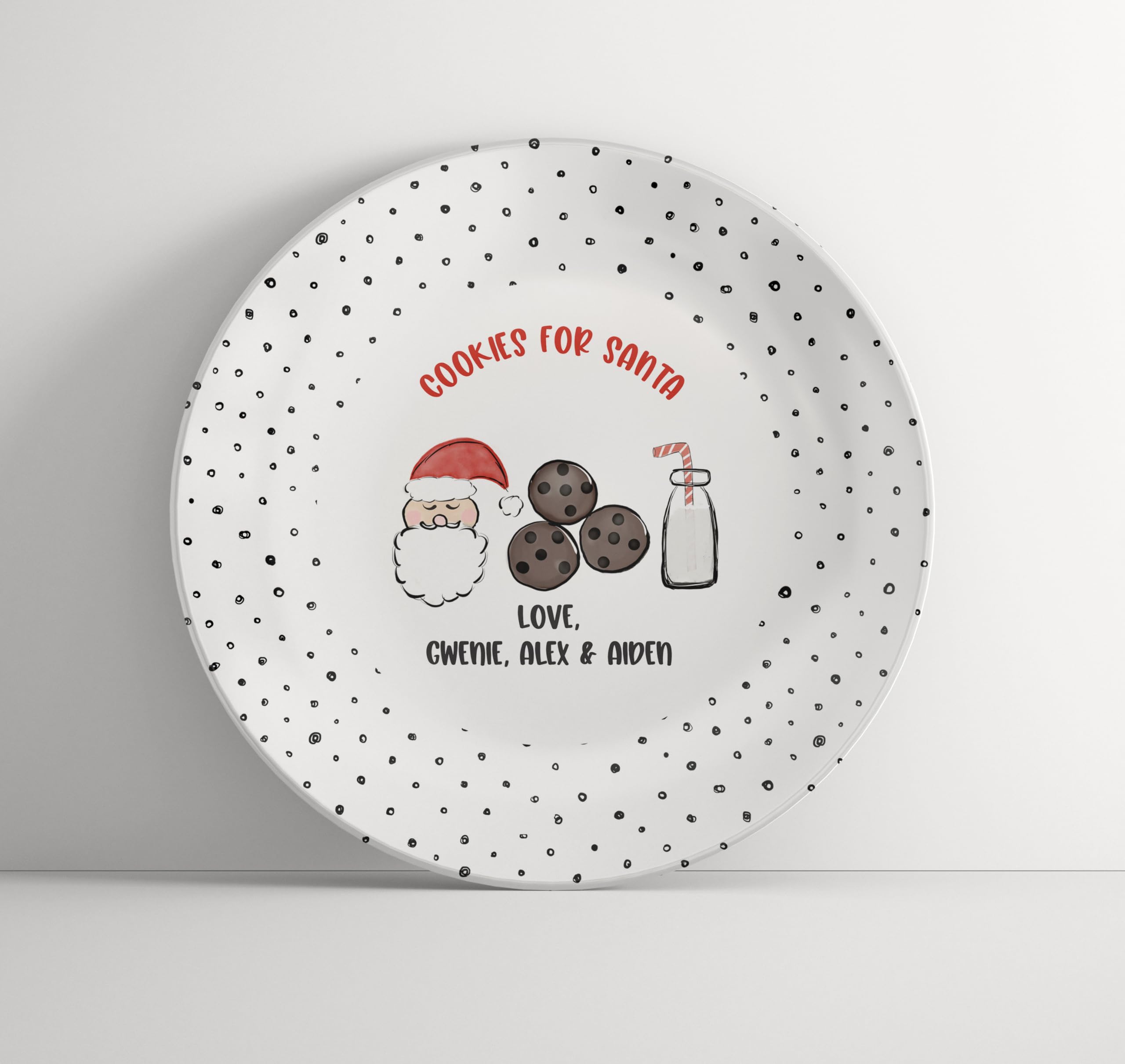 Christmas Personalized Cookies for Santa Plate and Milk Mug Set- Custom Festive Holiday Keepsake - Milk and Cookies