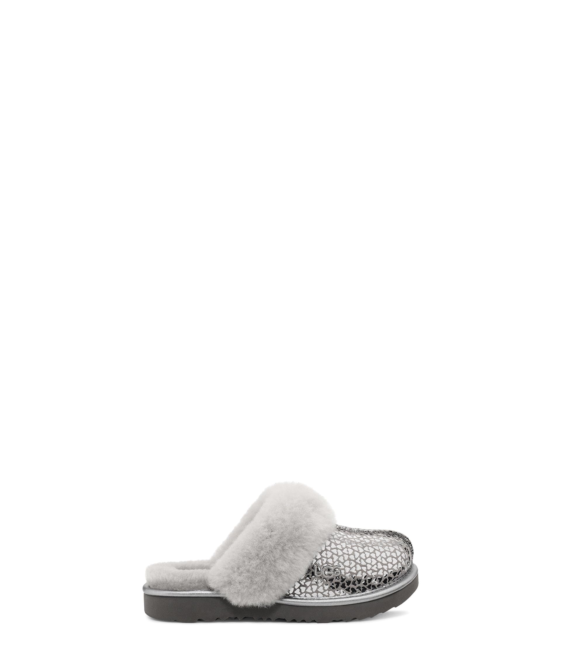 UGG Unisex-Child Cozy Ii Gel Hearts Slipper, Silver, 2 Little Kid