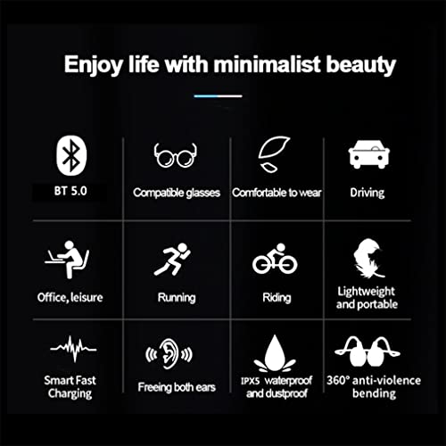 YODZ Bone Conduction Sports Gaming Headset Bluetooth 5.0 Wireless Stereo Open-Ear Headphones with Noise-Canceling Boom Microphone, for Running Hiking Home Office Conference Calls,Black