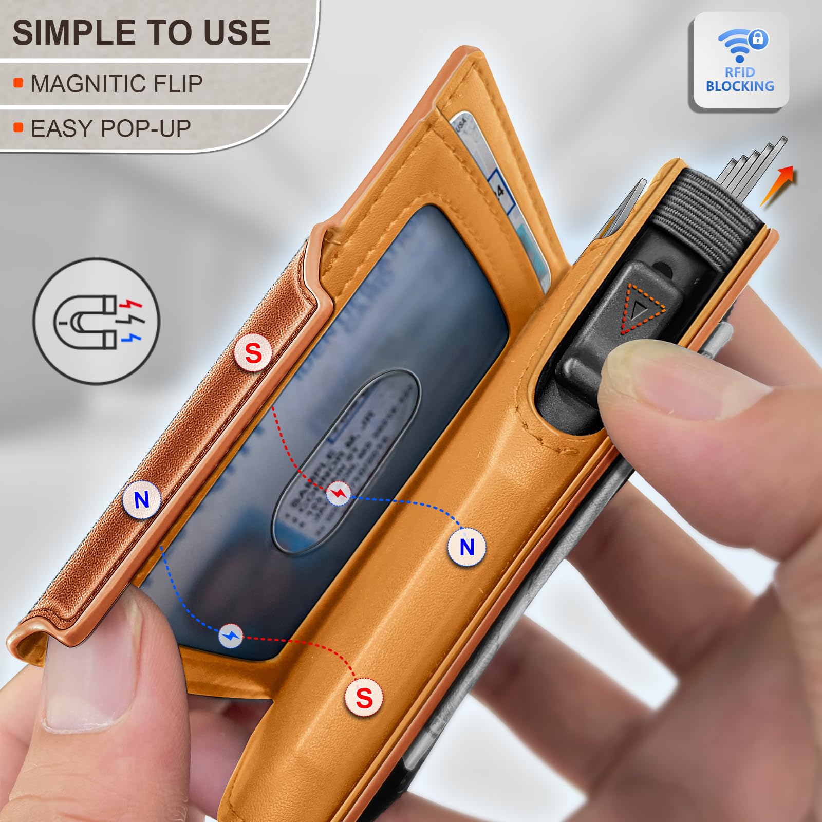 KEMISANT Airtag Wallet Men Gift,Mens Slim Front Pocket Wallet Money Clip Standard or Apple Airtag Use 3.8"×2.8"×0.9"