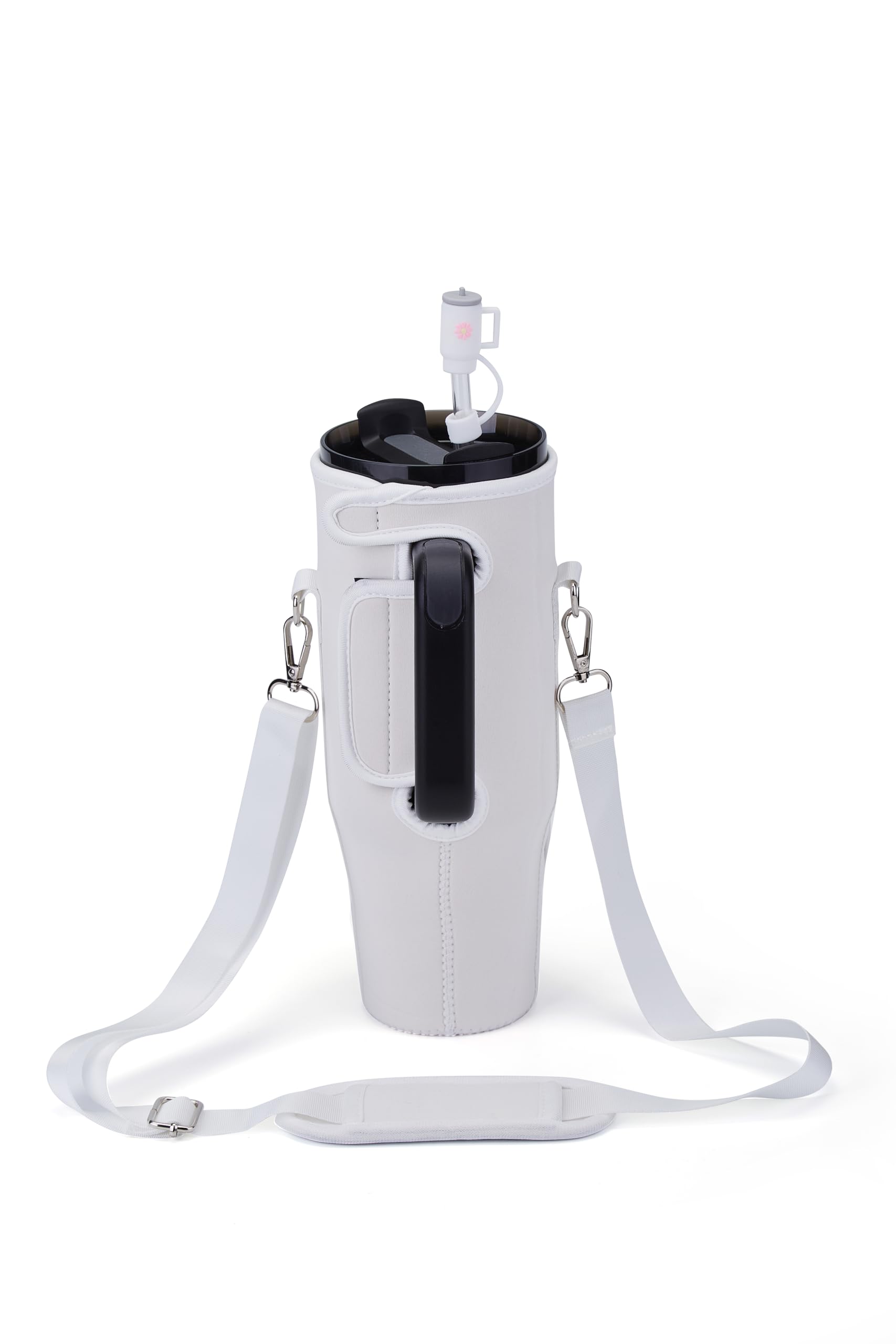 ZOYEPIN Water Bottle Carrier Bag with Strap, Durable Stanley Carrier for Stanley 40 oz Tumbler with Handle, Includes Extra One Blind Box Straw Cover, Stanley Cup Accessories for Hiking, Travelling