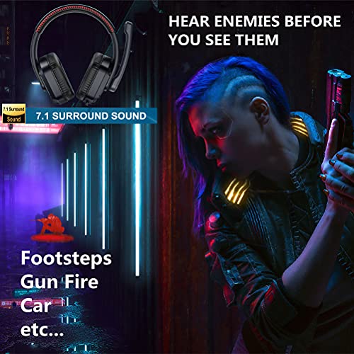 Gaming Headset with Microphone for PC Wired Code Over-Ear Headphones with Noise Cancelling Mic and Soft Earmuffs, Stereo Bass Sound, Headphones for PC, Laptops, Black(Not Compatible with PS4,Xbox)