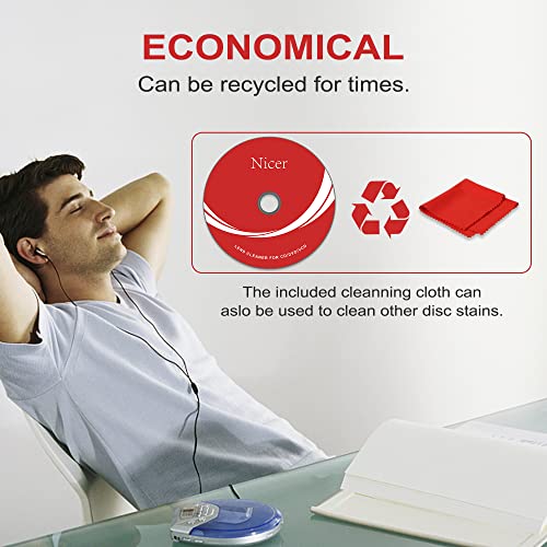 Nicer CD/VCD/DVD Player Cleaner Kit, Laser Lens Cleaning Disc with Double Brush Cleaning System, Set 2