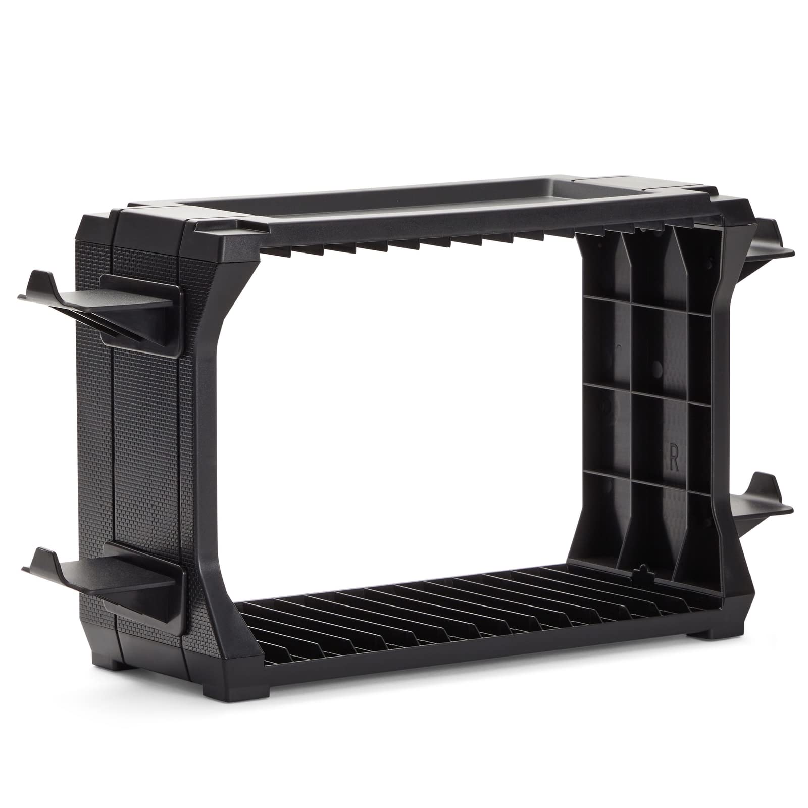ionX Video Game Storage Stand for Blu-Ray and Game Cases, Fits 4 Controllers, Holds 15 Cases (Black)