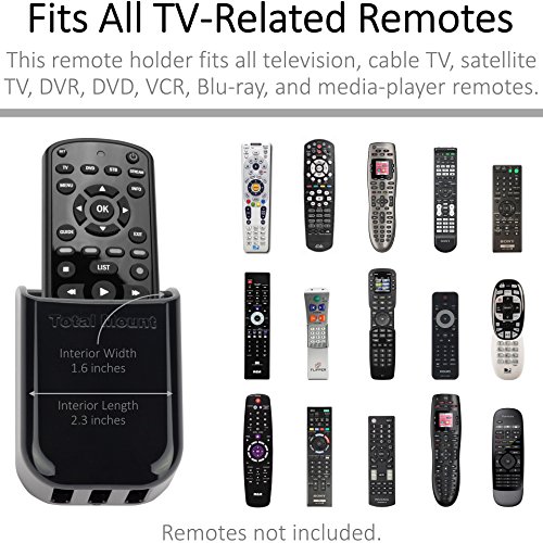 TotalMount Universal Remote Control Holders (2 Pack) β Attach to Wall or Back of TV β Compatible with All TV Remotes (Premium Black, Medium)