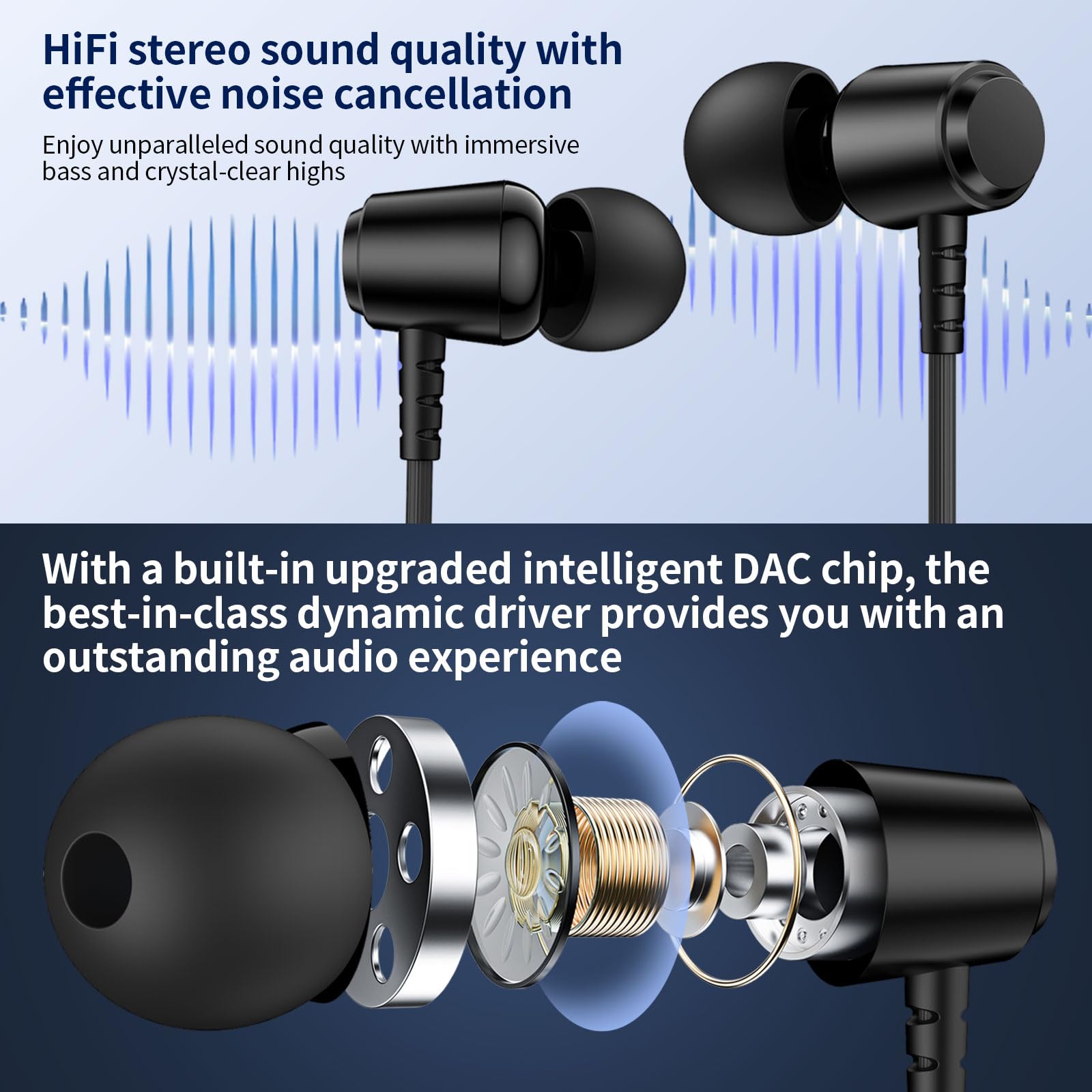 USB Headphone for PC Laptop Magnetic Wired Earbuds, USB Earbuds with Microphone for Business School Office Zoom Gaming, USB Headset with Mute,Noise Canceling in-Ear Corded Earphone with Volume Control