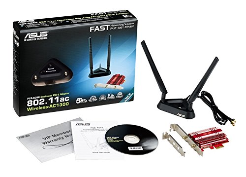 ASUS PCE-AC56 Dual-Band 2x2 AC1300 WiFi PCIe Adapter with Heat Sink, Detachable Antennas and Antenna Base