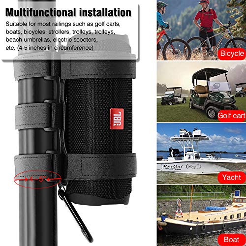 OAONY Portable Speaker Mount for Golf Cart Railing Bike or Boat -Waterproof Outdoor Adjustable Strap for Most Bluetooth Wireless Speakers Attachment Accessory Holder Bar Rail