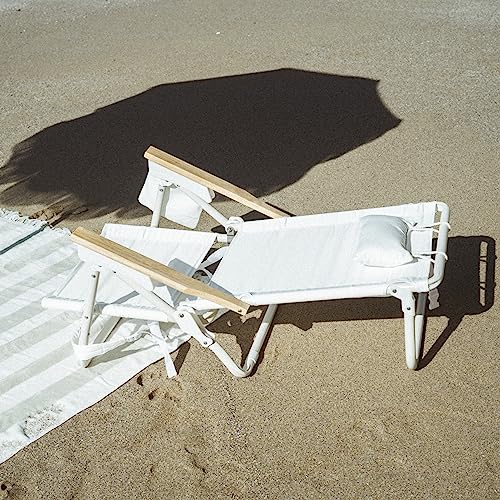 Business & Pleasure Co. Holiday Tommy Chair - Reclining Backpack Beach Chair - Antique White
