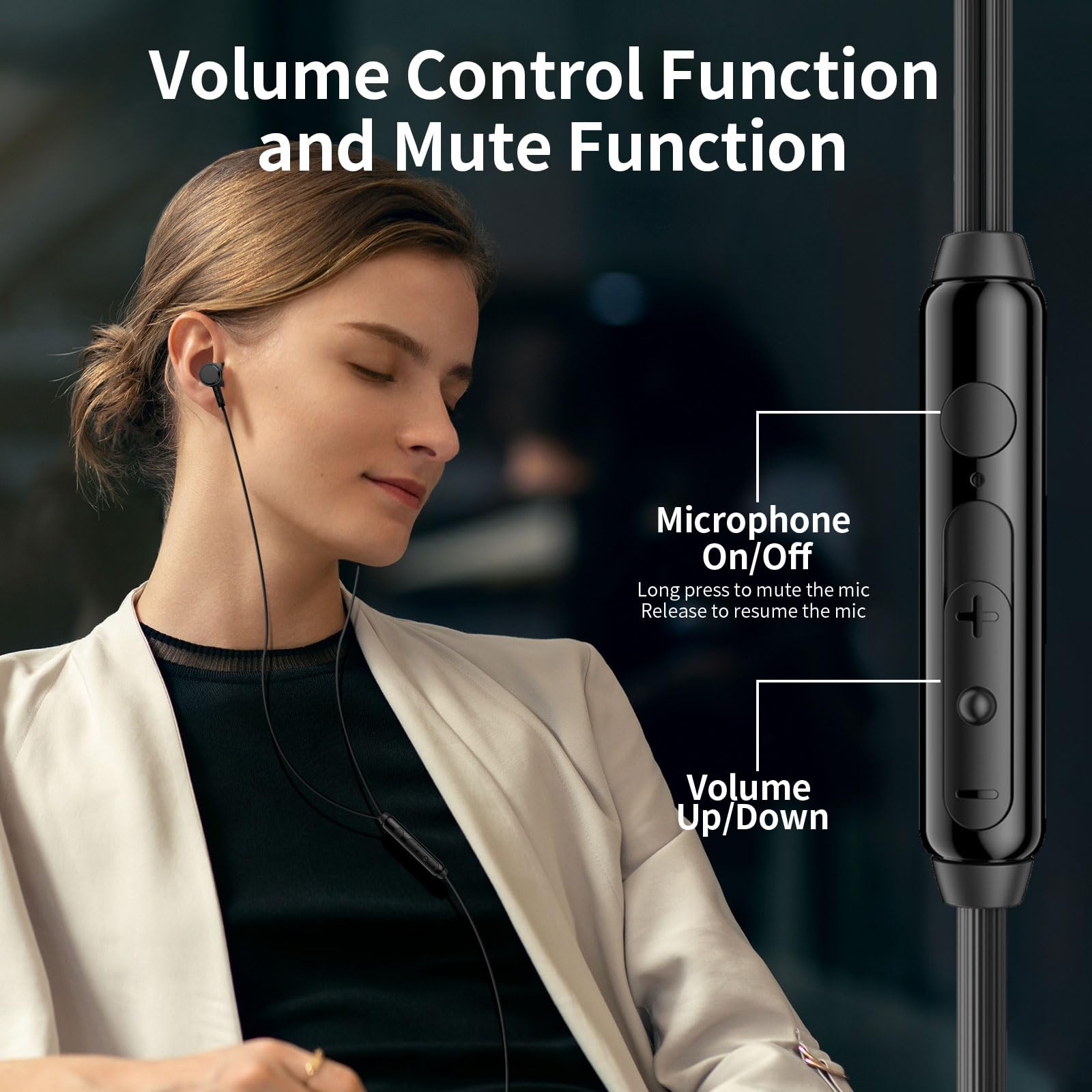 USB Headphone for PC Laptop Magnetic Wired Earbuds, USB Earbuds with Microphone for Business School Office Zoom Gaming, USB Headset with Mute,Noise Canceling in-Ear Corded Earphone with Volume Control