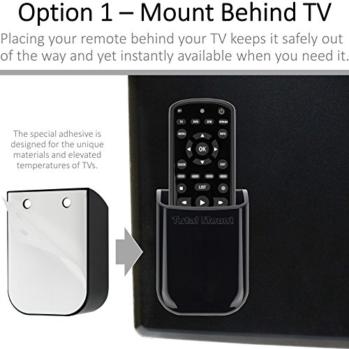 TotalMount Universal Remote Control Holders (2 Pack) β Attach to Wall or Back of TV β Compatible with All TV Remotes (Premium Black, Medium)