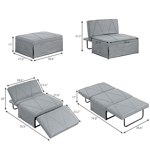 JFUYJK Sofa Bed,4-in-1Folding Ottoman Sofa Bed Sleeper Chair Convertible Chair Into Bed with Adjustable Backrest