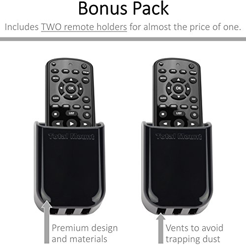 TotalMount Universal Remote Control Holders (2 Pack) β Attach to Wall or Back of TV β Compatible with All TV Remotes (Premium Black, Medium)