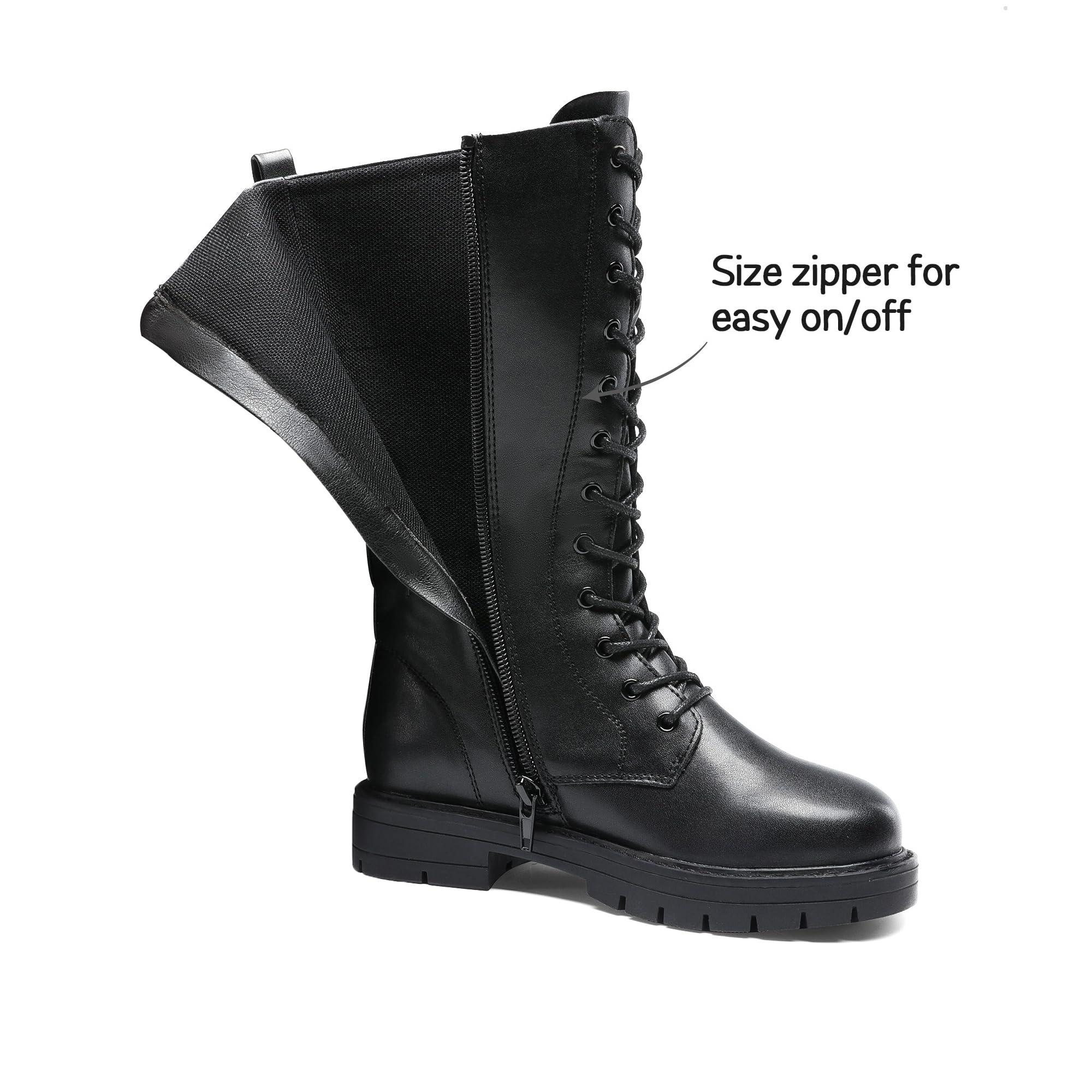 DREAM PAIRS Girls Riding Boots Knee High Side Zipper Mid Calf Shoes SDBO2216K Black-1 Size 5 Big Kid