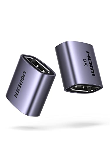 UGREEN HDMI Coupler 2 Pack, 8K@60Hz HDMI Female to Female Adapter HDMI 2.1 Connector 3D 4K@120Hz Extender Compatible with HDTV Roku Stick Chromecast HDMI Cable Laptop PC, Grey