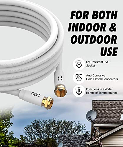 UCC Coaxial Cable (25 ft) Triple Shielded - RG6 Coax TV Cable Cord Wire in-Wall Rated - Digital Audio Video with Male F Gold Plated Connectors -25 feet