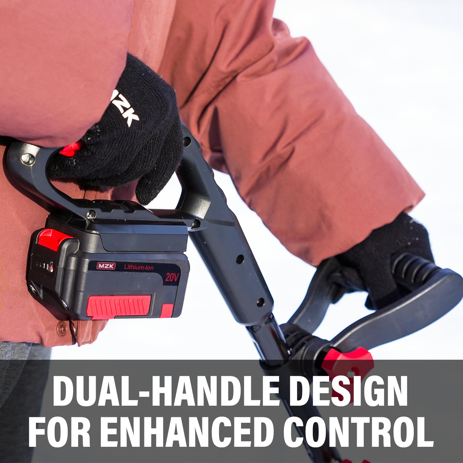 MZK Cordless Snow Shovel, 20V 12-Inch Battery Powered Snow Thrower, Battery Snow Blower with Directional Plate & Adjustable Front Handle(4.0Ah Li-ion Battery & Fast Charger Included)