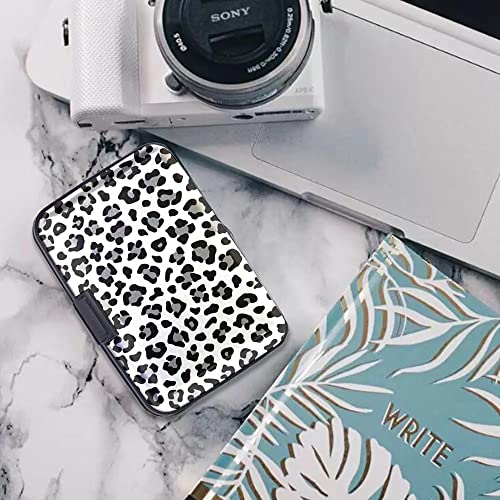 Handlein Credit Card Holder, Mini RFID aluminum wallet credit card holder, Mini Womem or Men Credit Card Wallet. (Snow Leopard)