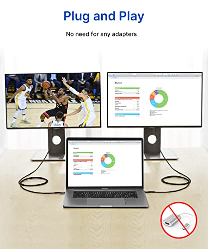 JSAUX USB C to HDMI Cable 10 FT【4K@60Hz】 USB 3.1 Type-C to HDMI 2.0 Cable for Home Office, (Thunderbolt 3/4 Compatible) with Galaxy S8 to S22, MacBook Pro/Air, iPad Pro, iMac, Mac Mini -Black