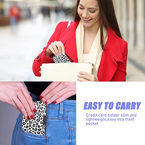 Handlein Credit Card Holder, Mini RFID aluminum wallet credit card holder, Mini Womem or Men Credit Card Wallet. (Snow Leopard)