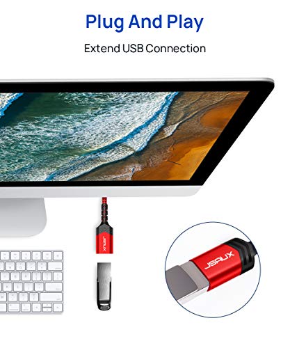 JSAUX USB 3.0 Extension Cable, [2 Pack 6.6ft] USB A Male to Female Extension Extender Cord High Data Transfer Compatible for USB Flash Drive, Keyboard, Printer, Xbox, Hard Drive and More-Red