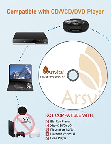 Arsvita Laser Lens Cleaner Disc Cleaning Set for CD/VCD/DVD Player, Not Compatible for Bose Player, Safe and Effective, ARCD-04