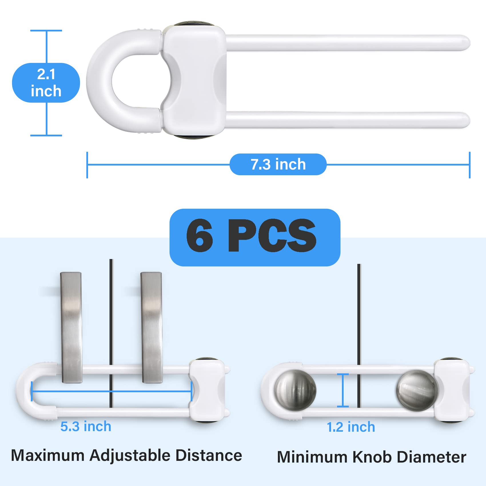 Baby Proofing Cabinets,Cabinet Locks for Babies,U-Shaped Child Locks for Cabinets, Child Proof Cabinet Latches,Child Safety Cabinet Locks with Adjustable by SPISPI (Pack of 6)