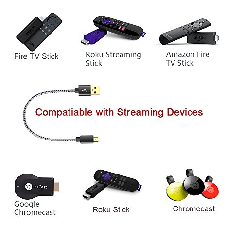 USB Cable for Fire Stick, 2 Pack Power Cable for Amazon Fire TV Stick Power up Your Fire Stick from Your TV's USB Port, Micro USB Cable for Amazon Fire Stick, Roku Stick