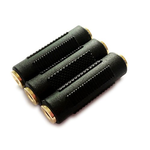3.5mm Stereo Jack to 3.5mm Stereo Jack Female to Female Adapter Connector Gold Plated (3 Pack)