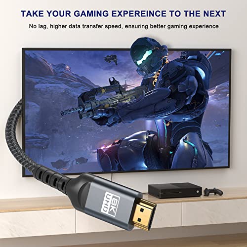 ALLEASA 8K HDMI Cable, Ultra 48Gbps High Speed 12 FT HDMI Cable, 12 Foot hdmi Cable -4K@120Hz 8K@120Hz, eARC, HDR10, DTS:X, HDCP 2.2 & 2.3, Compatible with PS4/5,Blu-ray, Monitor,PC(Grey,2 Pack)