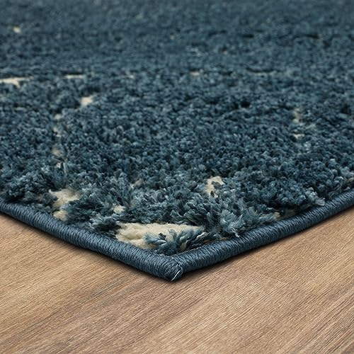 Mohawk Home Francesca Ornamental Medallion Denim Blue 10' x 14' Shag Area Rug Perfect for Living Room, Dining Room, Office